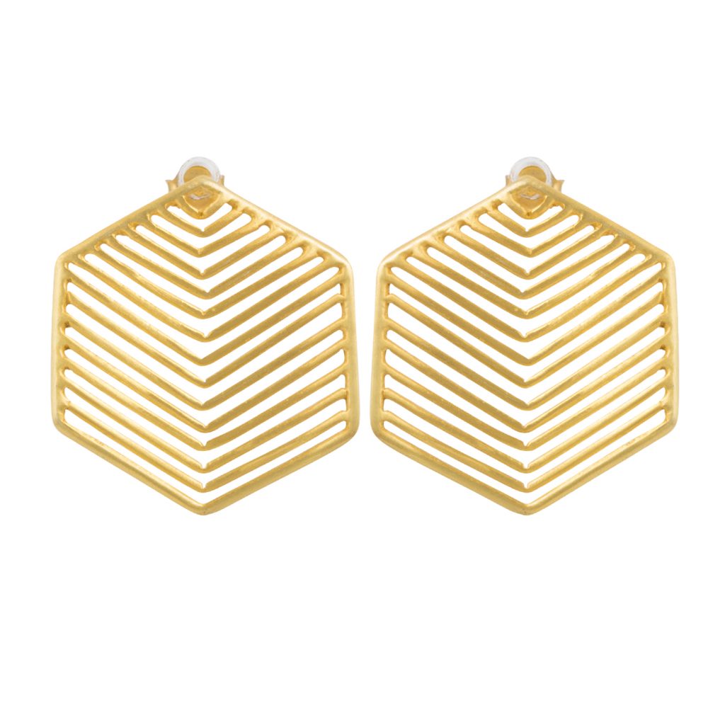 Art Deco Hexagon Grid Earrings - Kastur Jewels